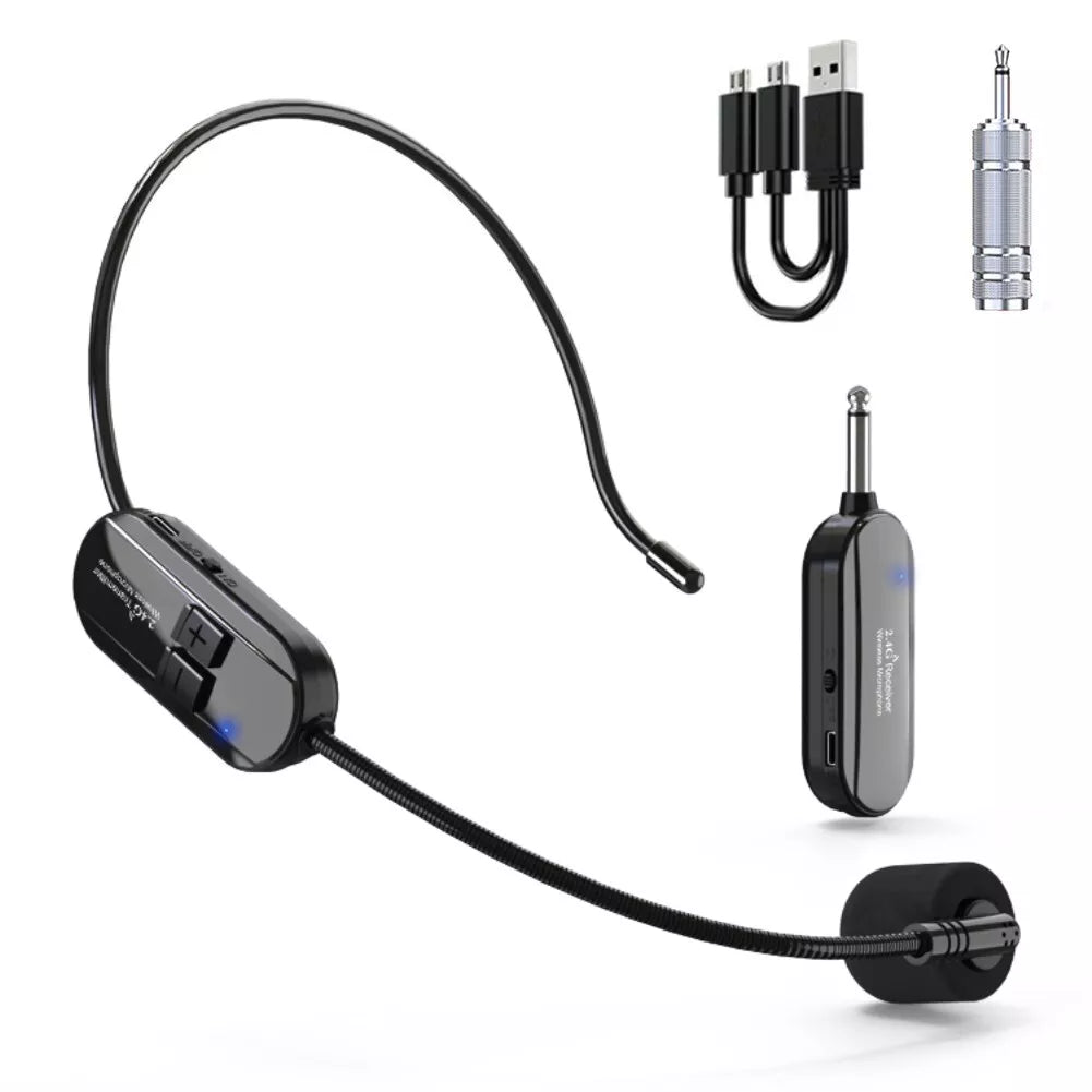 2.4G Wireless Microphone Headset 160FT Range Mic System For Teach Outd ...