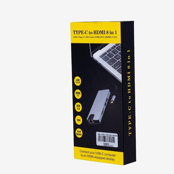 8 in 1 Multiport Type C To HDMI Adapter USB 3.0 Cable HUB – Star Light ...