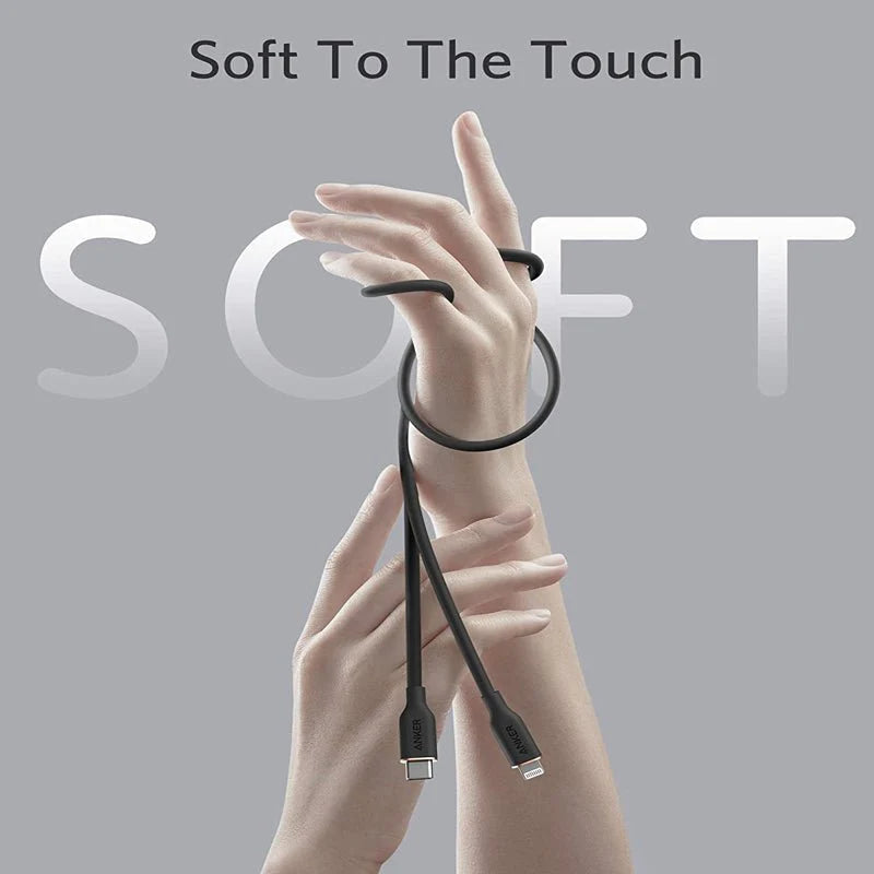 Anker Super Strong PowerLine lll Flow - USB-C to Lightning / 3ft / Bla ...