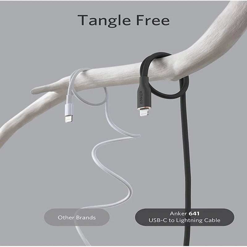 Anker Super Strong PowerLine lll Flow - USB-C to Lightning / 3ft / Bla ...