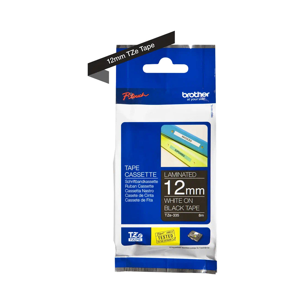 Brother Genuine TZe 335 Labelling Tape 12mm – White on Black – Star ...