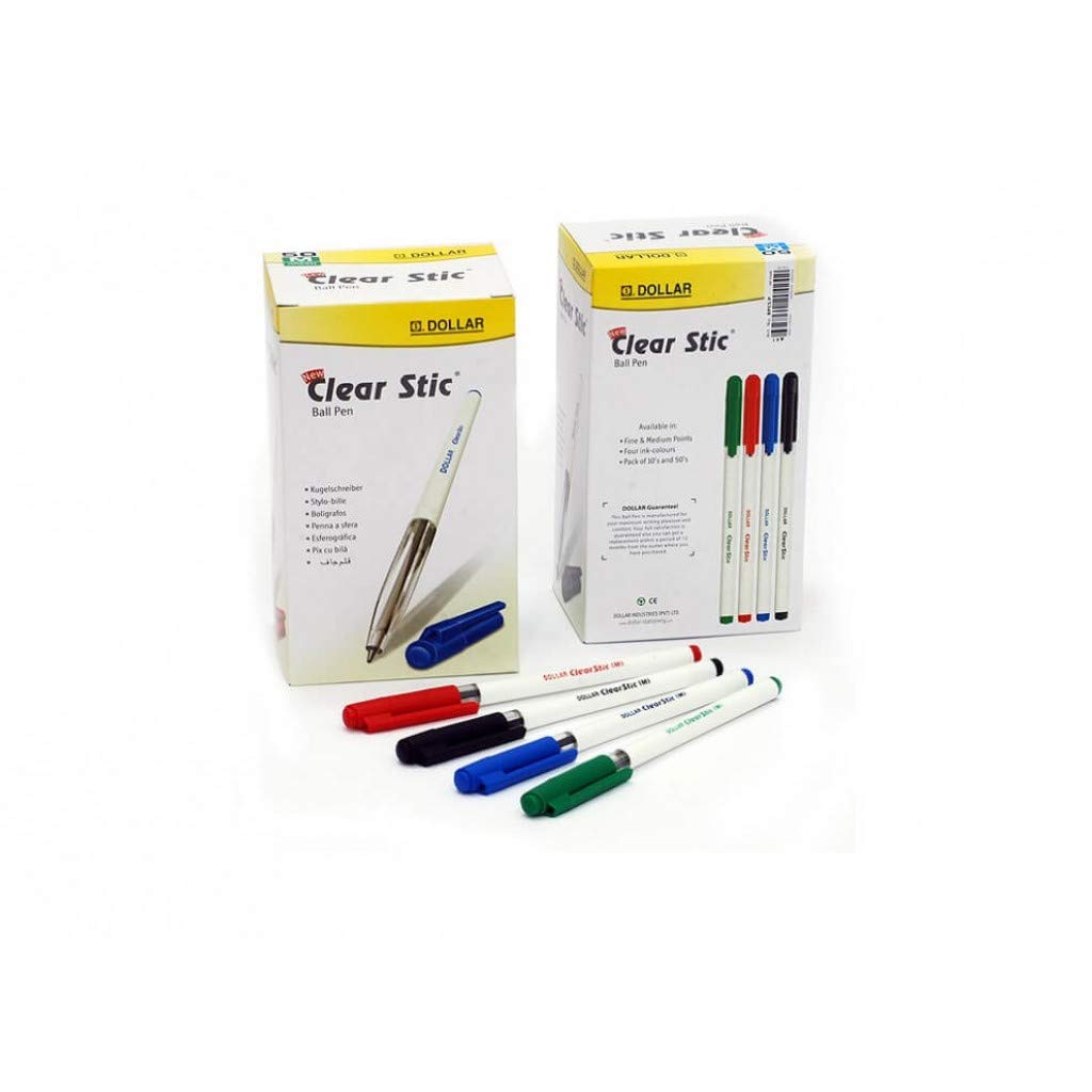Dollar Clear Stick Ball Pen 50 Pcs – Star Light Kuwait