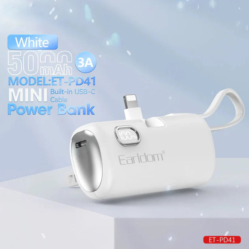 Earldom PD41 Mini PowerBank - 5000mAh / 22.5W / White – Star Light Kuwait