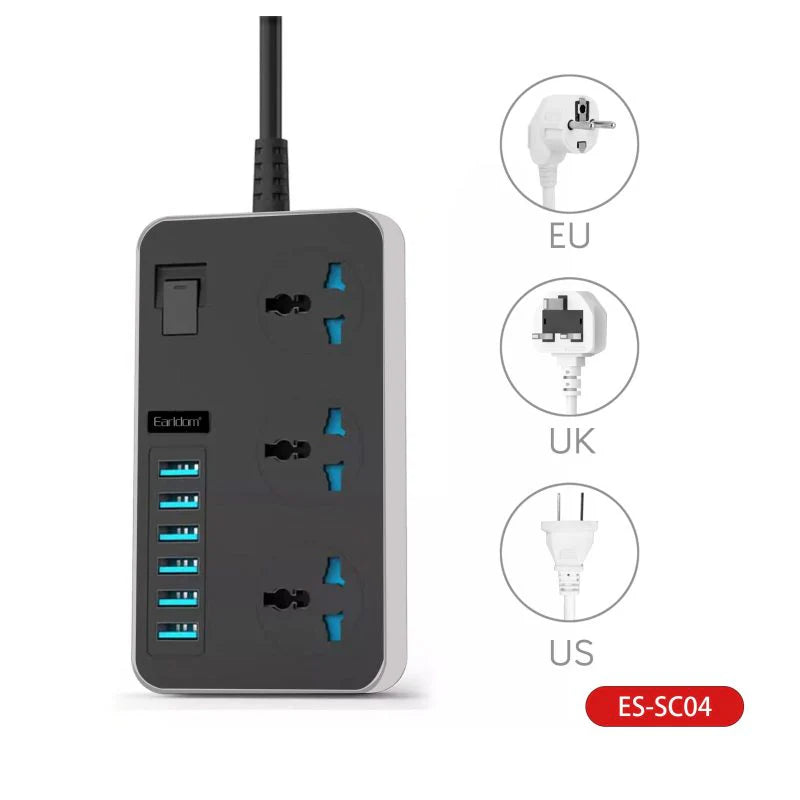 Earldom SC04 Power Strip Extension - 3 Way / USB / Black – Star Light ...