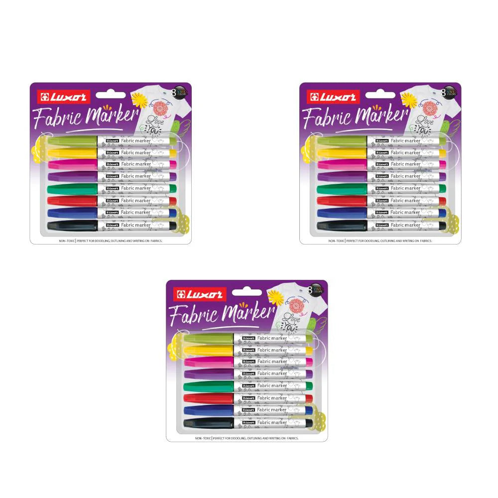 Luxor- Fabric Marker 8 Assorted Colors Set Of 3 Packets – Star Light Kuwait