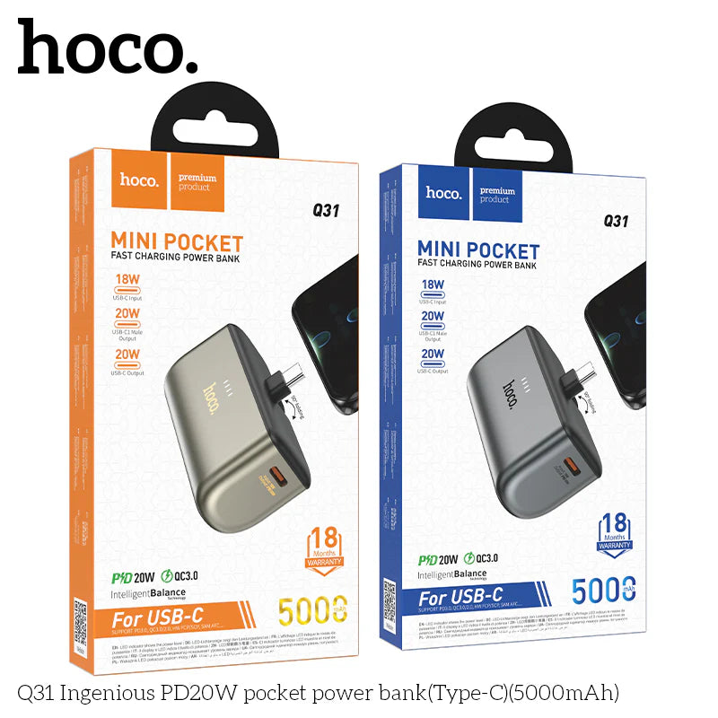 HOCO Q31 Ingenious PD20W 5000mAh Pocket Power Bank (Type-C) - Fast Cha ...