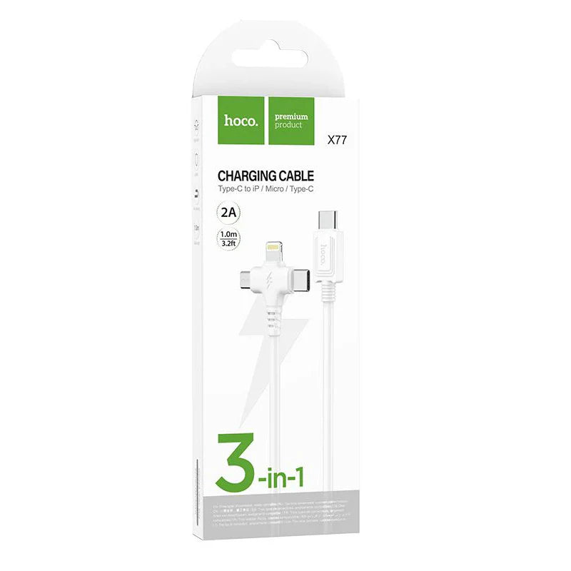 HOCO X77 Jewel 3-in-1 Charging Cable - Type-C / Lightning / Micro USB ...