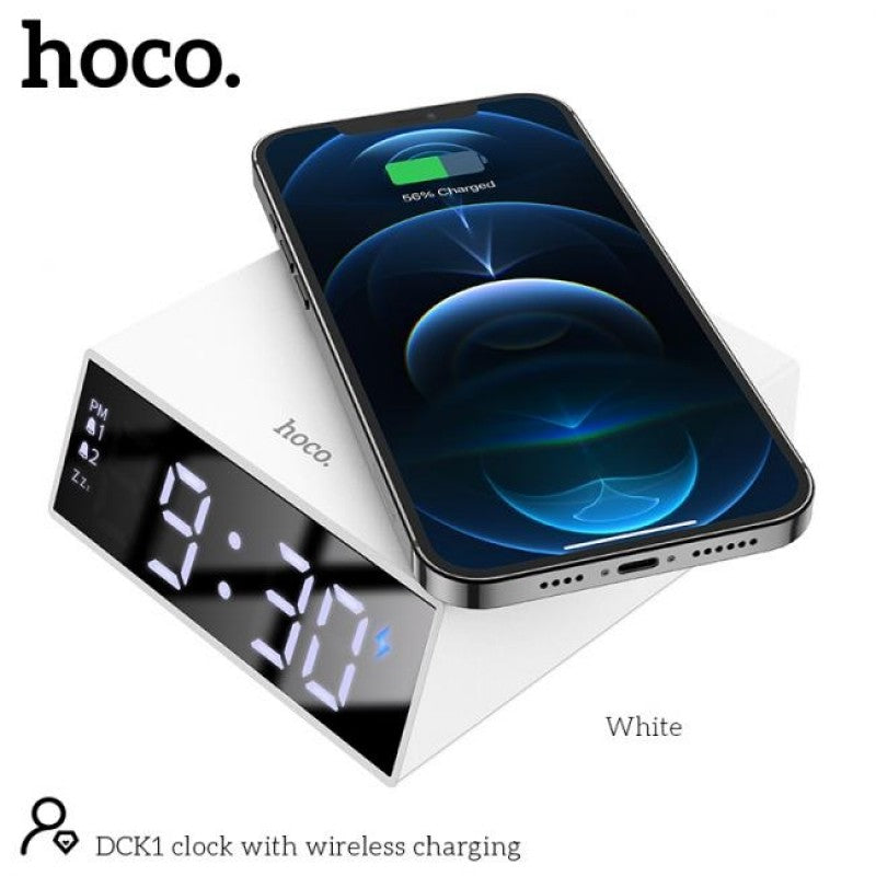 Hoco DCK1 Clock with Wireless Charging 10W – Star Light Kuwait