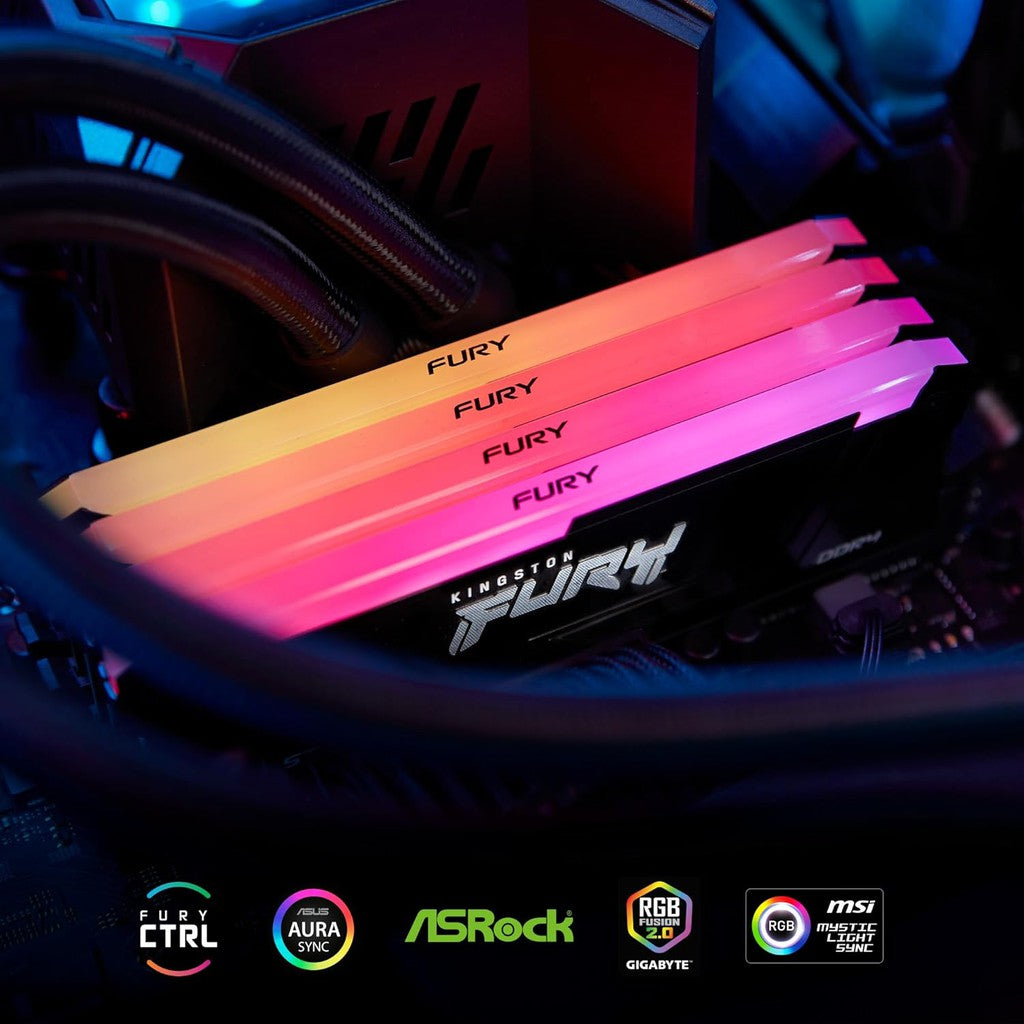 Kingston 32GB (2x16GB) DDR4 3200Mhz Fury Beast RGB Ram for Desktop Kit – Star Light Kuwait