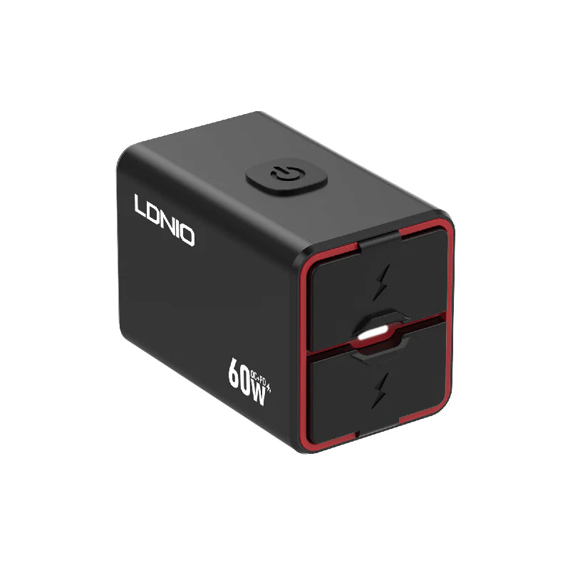 LDNIO C108 Motorcycle Fast Car Charger - 60W / USB-A / Type-C / Black – Star Light Kuwait