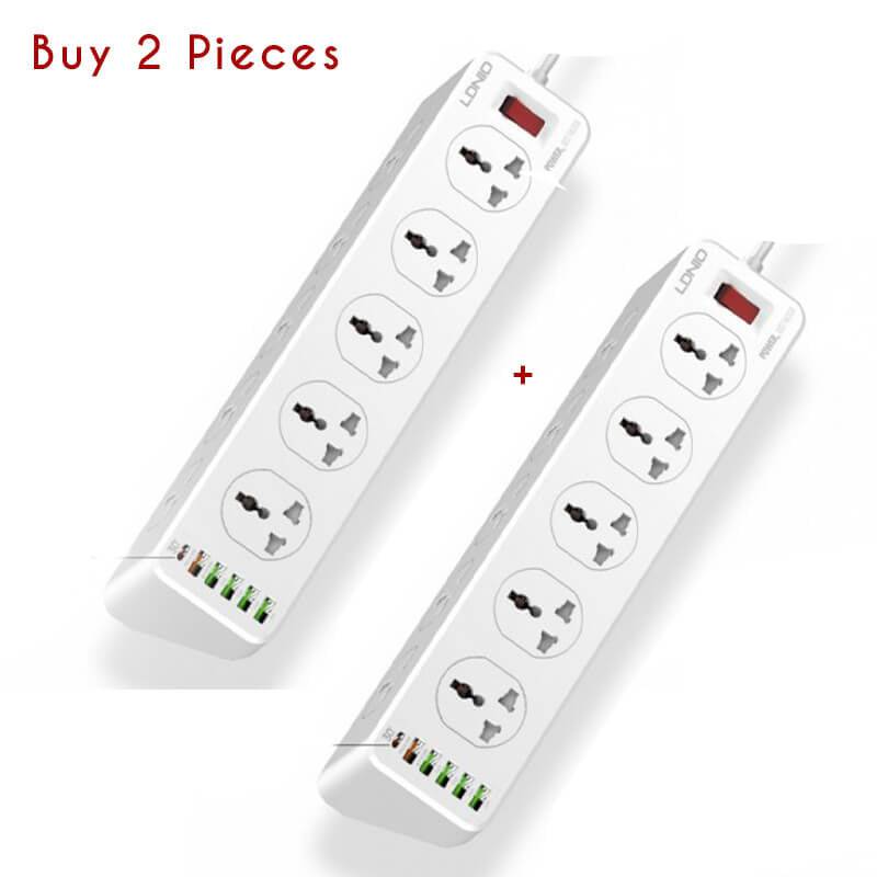 Ldnio 10 Outlet Power Socket - 10 Way / USB-C / 2 Meters / White - 2 P ...