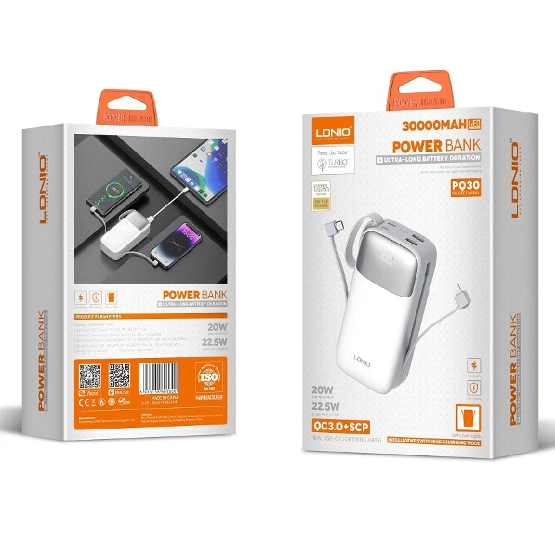 Ldnio PQ30 Fast Charging Power Bank - 30,000mAh / 22.5W – Star Light Kuwait
