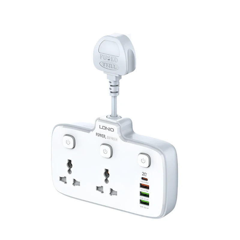 Ldnio Power Strip USB Socket - 2 Way / USB-A / USB-C / White – Star ...