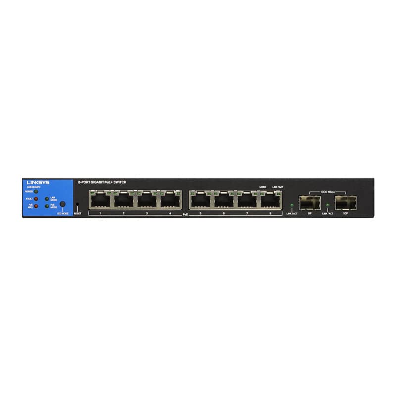 Linksys LGS310MPC - 8-Ports Ethernet / 2-Ports SFP / Managed / Gigabit ...