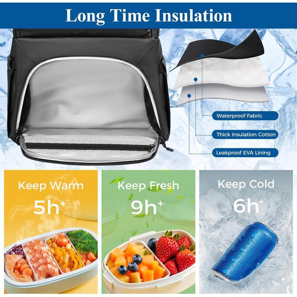 MATEIN Lunch Backpack for Men, Waterproof PU-coated Lunch Compartment ...