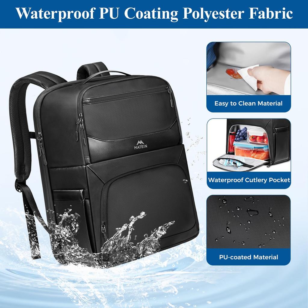 MATEIN Lunch Backpack for Men, Waterproof PU-coated Lunch Compartment ...