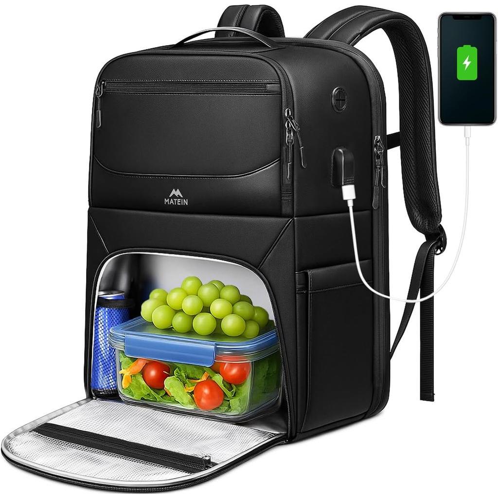 MATEIN Lunch Backpack for Men, Waterproof PU-coated Lunch Compartment ...