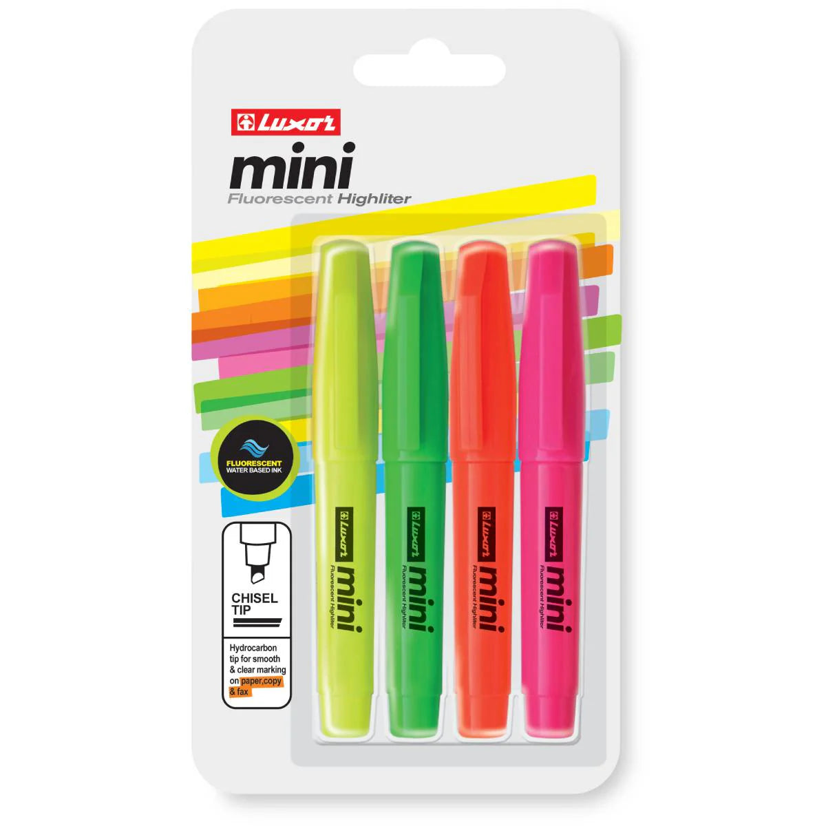 Luxor- Mini Fluorescent Highlighter - Assorted Color - Set Of 3 Packet ...
