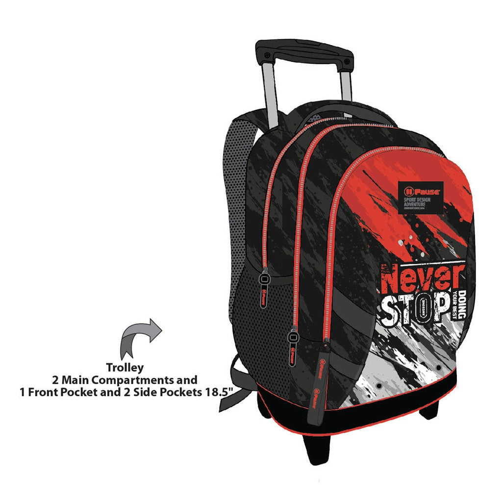 PAUSE NEVER STOP TROLLEY BAG – Star Light Kuwait