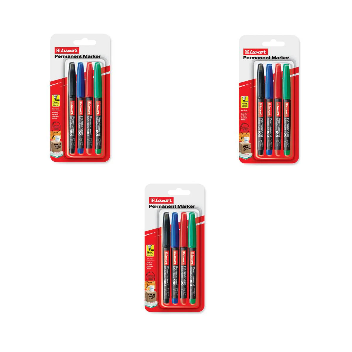 Luxor- Permanent Marker 4 Assorted Colors Set Of 3 Packets – Star Light ...