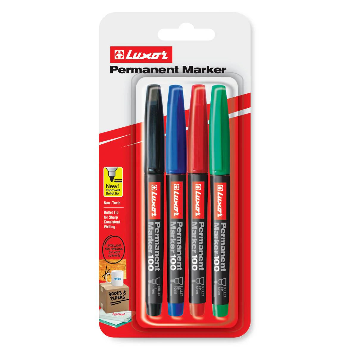Luxor- Permanent Marker 4 Assorted Colors Set Of 3 Packets – Star Light ...