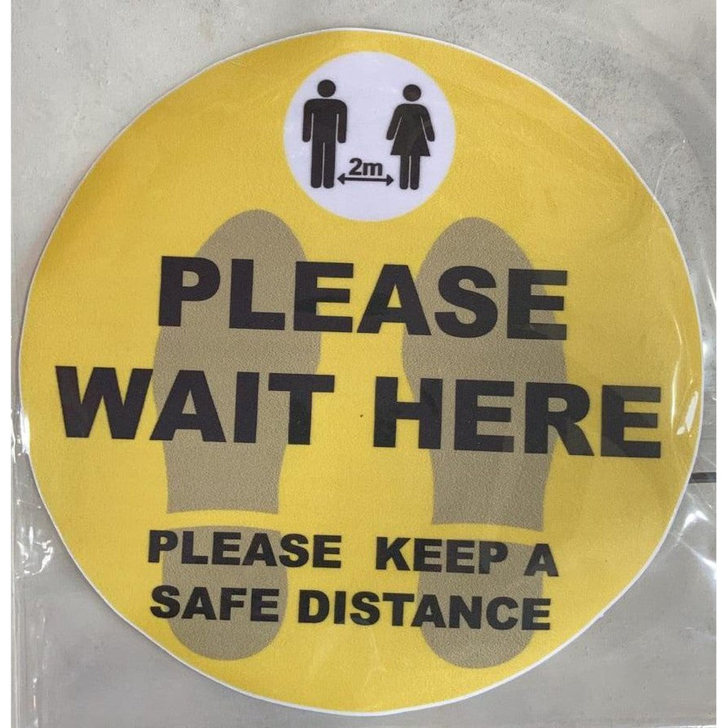 Please Wait Here Please Keep A Safe Distance Sticker – Star Light Kuwait