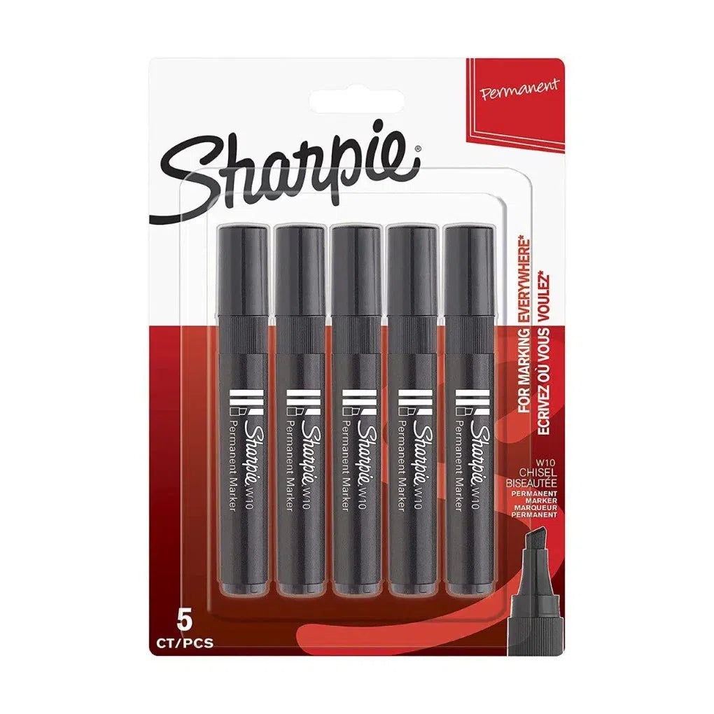 Sharpie W10 Chisel Tip Marker Set 5 Black Markers – Star Light Kuwait