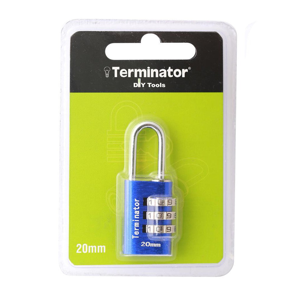 Terminator Combination Pad Lock 20MM Blue – Star Light Kuwait