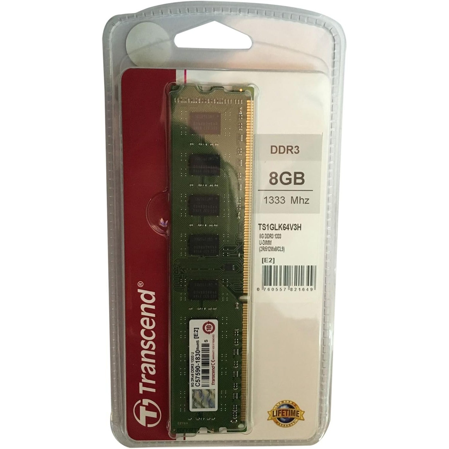 Transcend TS1GLK64V3H 8GB DDR3 1333 U-DIMM 2Rx8 512Mx8 CL9 1.5V Memory – Star Light Kuwait