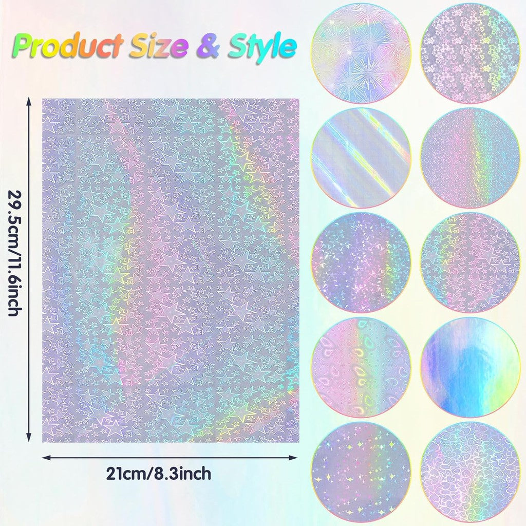 Transparent Holographic PET Vinyl Sticker Paper – Five-pointed Star/ A ...