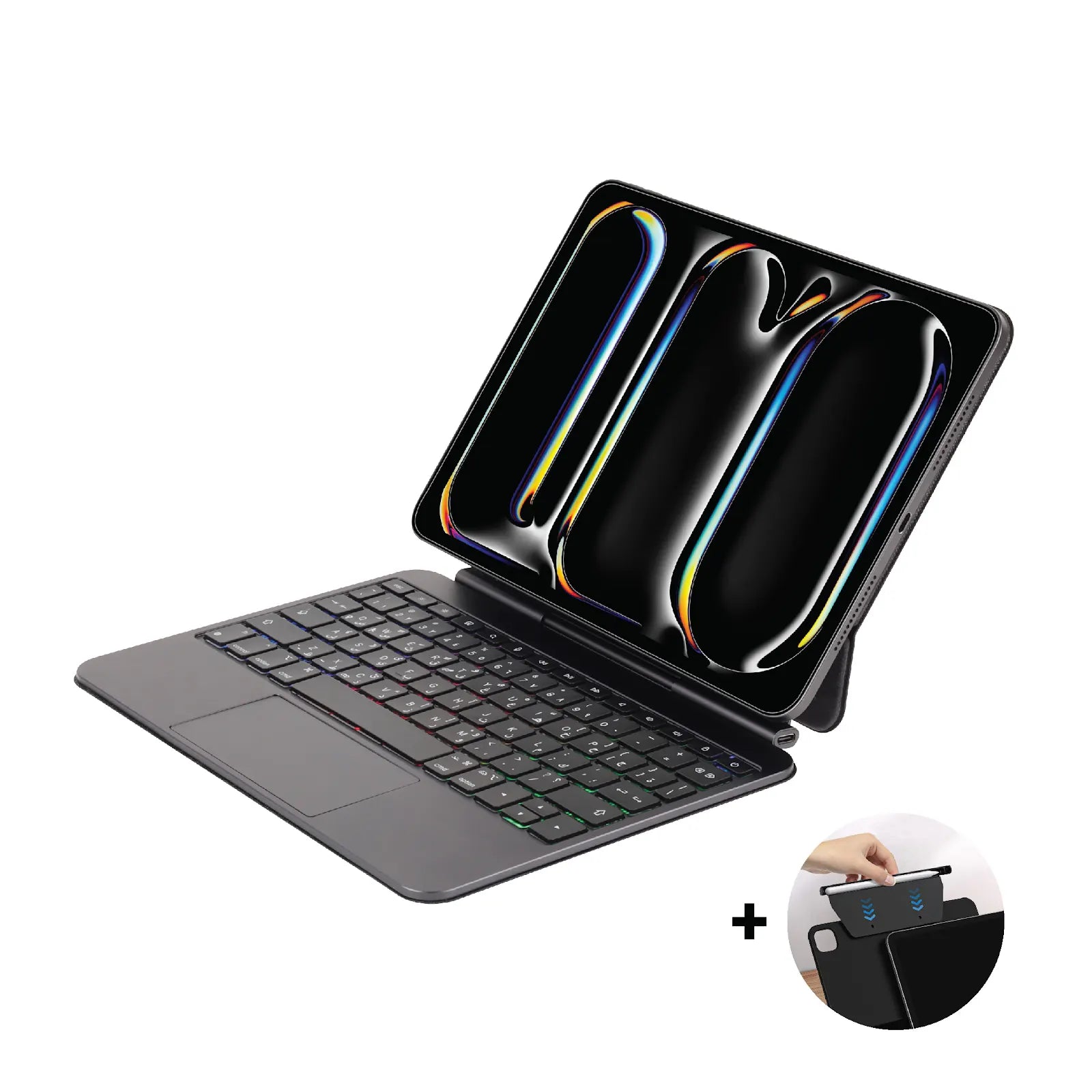 SIA Metal Magnetic Keyboard Pro 6 lines layout for ipad pro 13" 2024 w ...