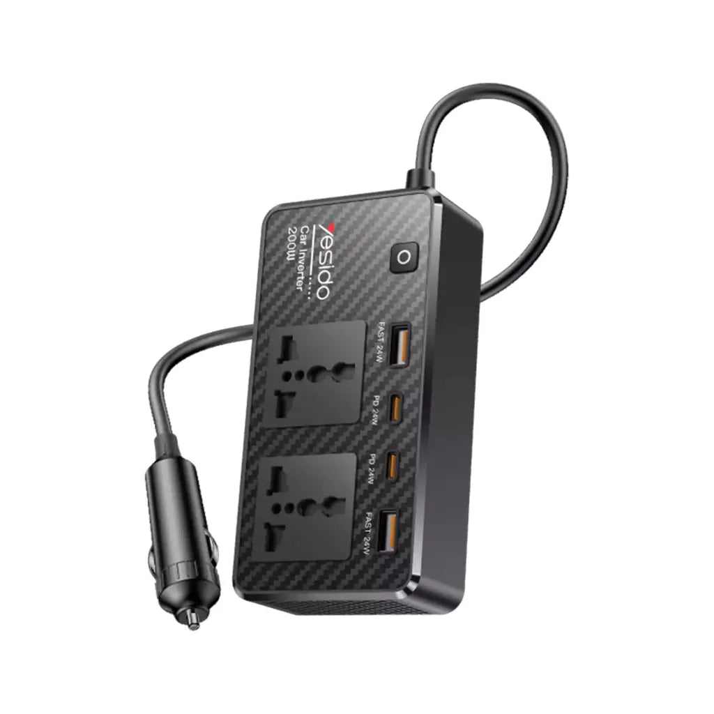 Yesido VC07 200W Fast Charging Car Inverter with USB QC3.0 + Type-C PD ...
