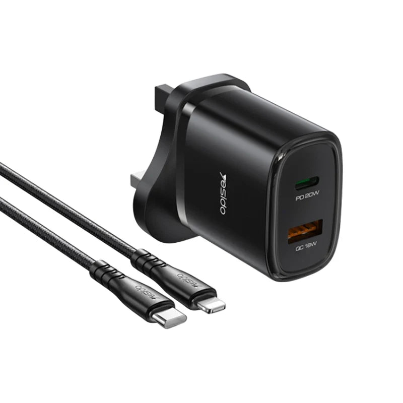 Yesido YC46 8 Pin Cable Travel Charger - Black – Star Light Kuwait